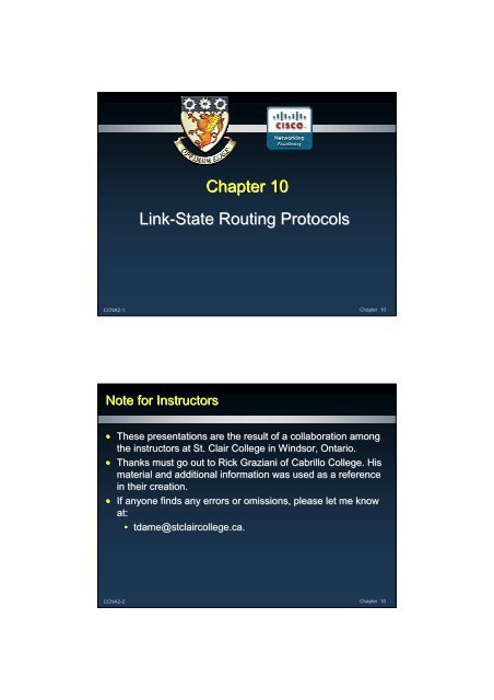 Chapter 10 Link-State Routing Protocols