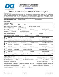 field start-up test sheet units with tandem compressors - Data Aire