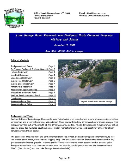 Lake George Basin Reservoir and Sediment Basin Cleanout ...