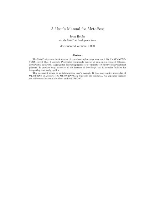 A User's Manual for MetaPost - matagal atlante