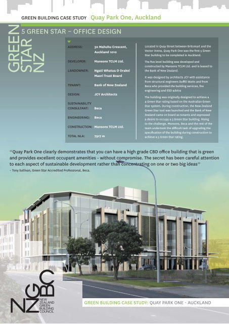 Quay Park One - The New Zealand Green Building Council