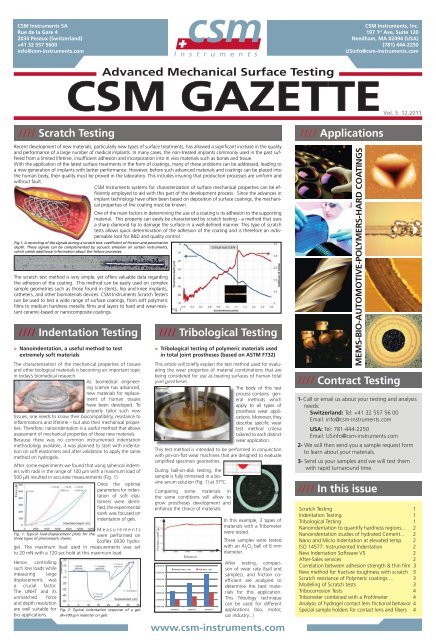 CSM GAZETTE - CSM Instruments