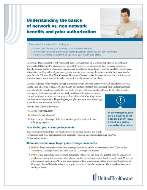 Understand the basics of network vs. non-network ... - UHC Tools Understand the basics of network vs. non-network ... - UHC Tools