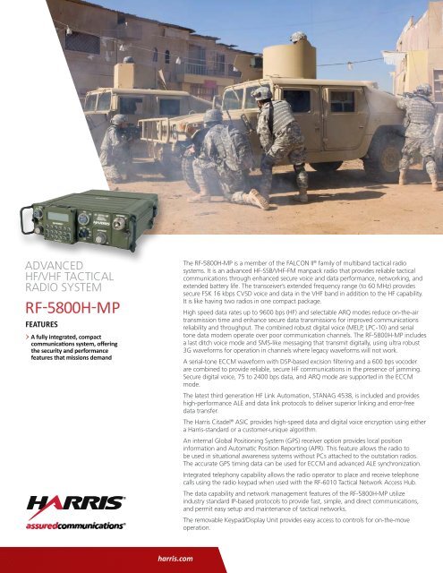 RF-5800H-MP Advanced HF/VHF Tactical Radio System Datasheet