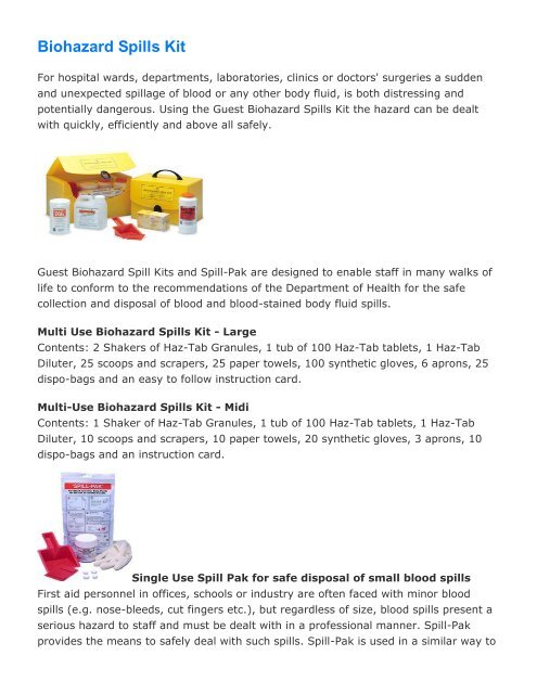 Biohazard Spills Kit - NHS Kirklees