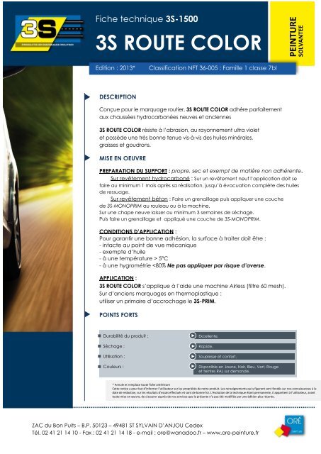 3S ROUTE COLOR - 3S signalisation produits de marquage routier