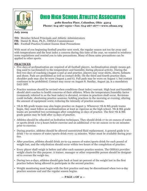 OHIO HIGH SCHOOL ATHLETIC ASSOCIATION