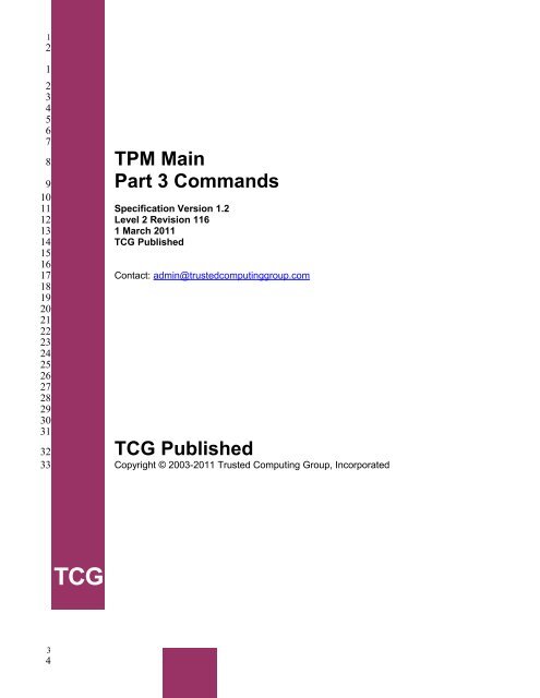 TPM Main Part 3 Commands TCG Published - Trusted Computing ...