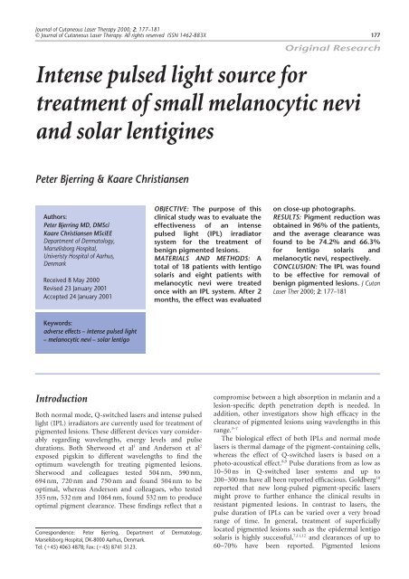 Intense pulsed light source for treatment of small melanocytic nevi ...