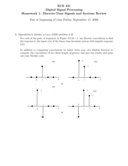 ECE 431 Digital Signal Processing Homework 1: Discrete-Time ... ECE 431 Digital Signal Processing Homework 1: Discrete-Time ...