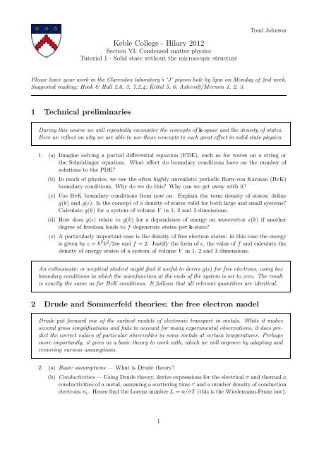 the free electron model