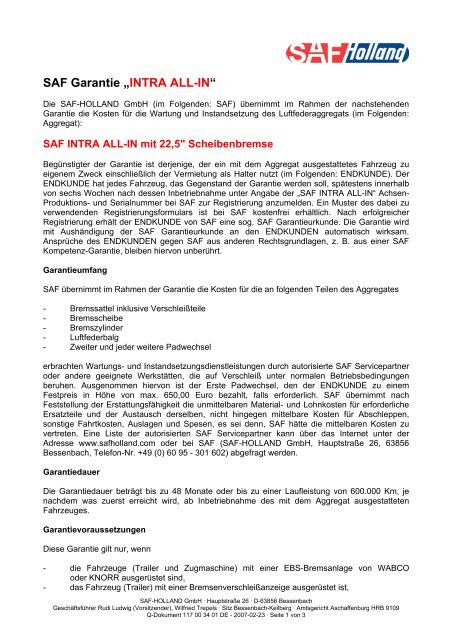 SAF Garantie â INTRA ALL-INâ - saf-holland