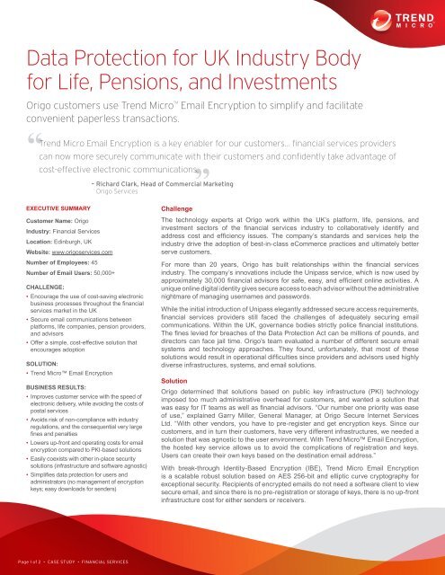 Email Encryption case study - Trend Micro