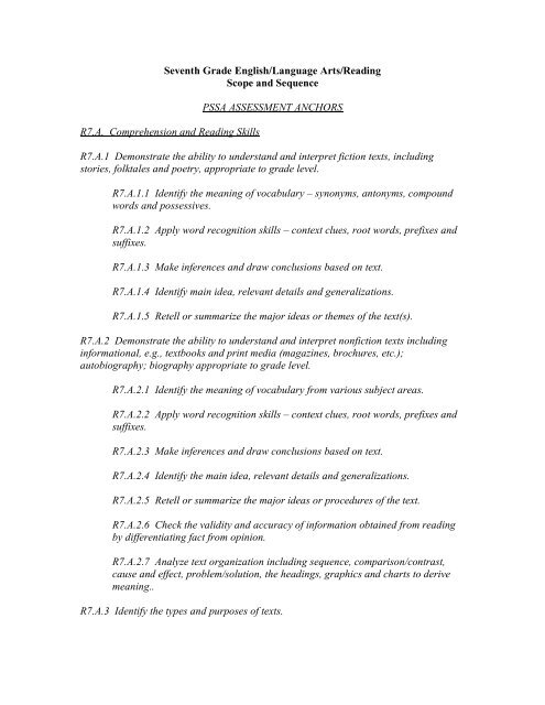 Grade 7 Scope & Language Arts