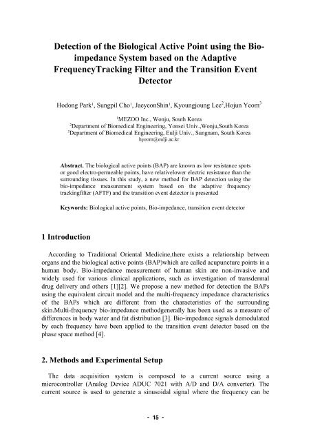 Detection of the Biological Active Point using the Bio- impedance ...