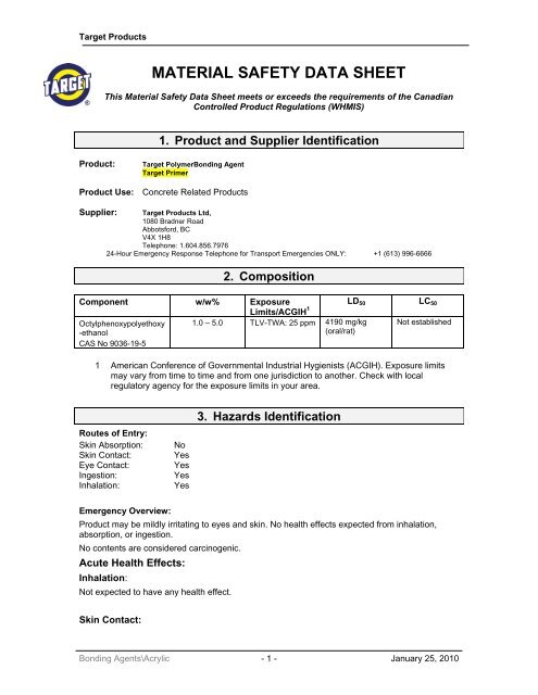 Target Primer MSDS - Brock White
