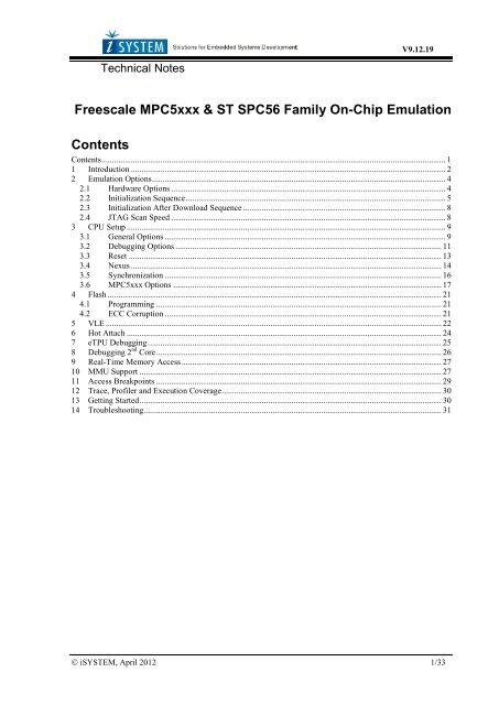 MPC5xxx & SPC56 Debug Technical Notes V9.12.19 - iSYSTEM
