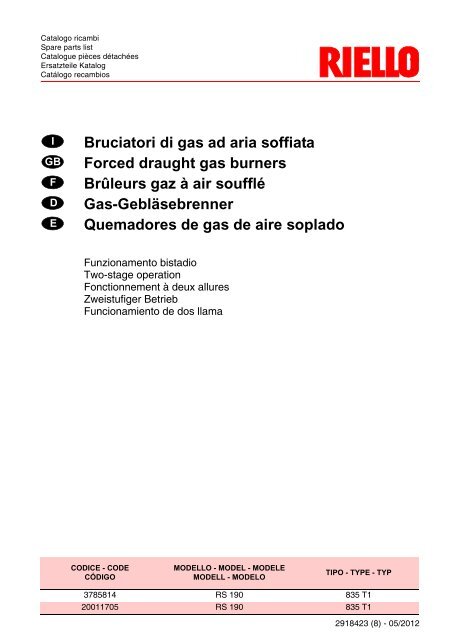 Download Spare Parts Catalogue - Riello Burners
