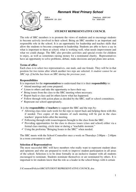 Student Voice (SRC) - Renmark West Primary School