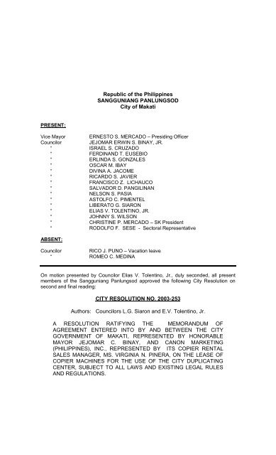 DRAFT RESOLUTION NO - Makati