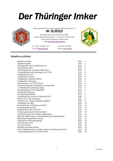 Der ThÃ¼ringer Imker - Landesverband ThÃ¼ringer Imker e.V.
