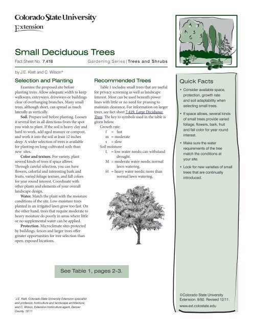 Small Deciduous Trees - Colorado State University Extension