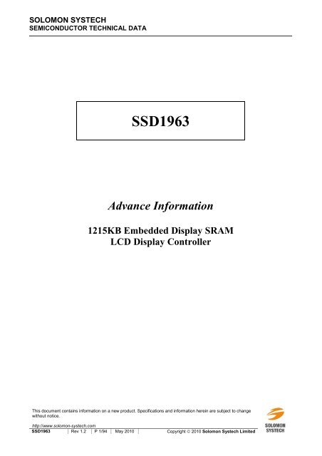 SSD1963 - TechToys.com.hk