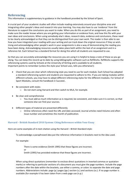 Referencing - University of Stirling