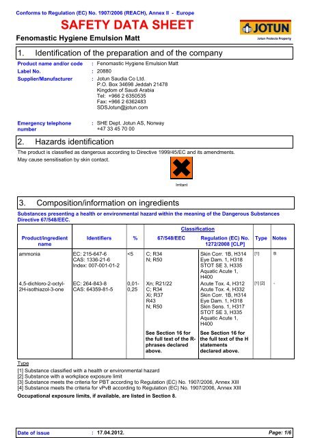 Fenomastic Hygiene Emulsion Matt - Marine_Protective ... - Jotun