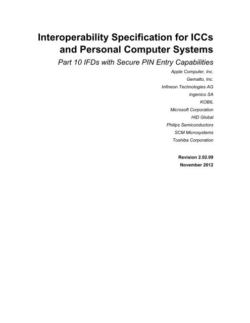 Part 10. IFDs with Secure Pin Entry Capabilities - PC/SC Workgroup
