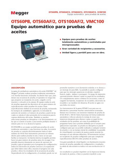 OTS60PB, OTS60AF/2, OTS100AF/2, VMC100 Equipo ... - states