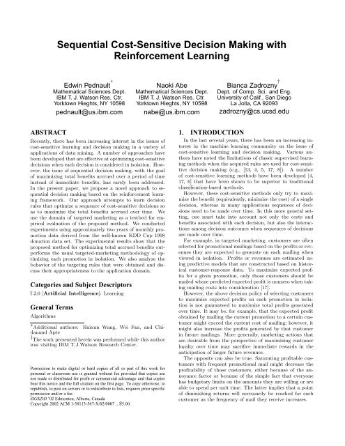 Sequential cost-sensitive decision-making with reinforcement learning