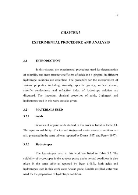 CHAPTER 3 EXPERIMENTAL PROCEDURE AND ANALYSIS