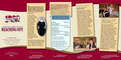 Download the Community Outreach Report (PDF) - St. Mary's Hospital