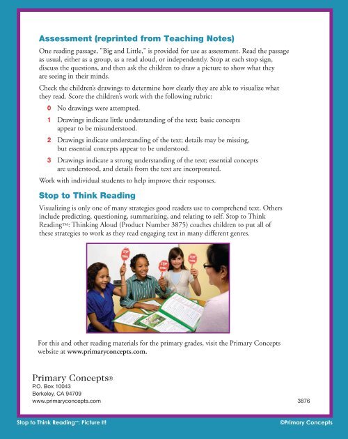 Stop To Think Reading: Picture It! - Primary Concepts