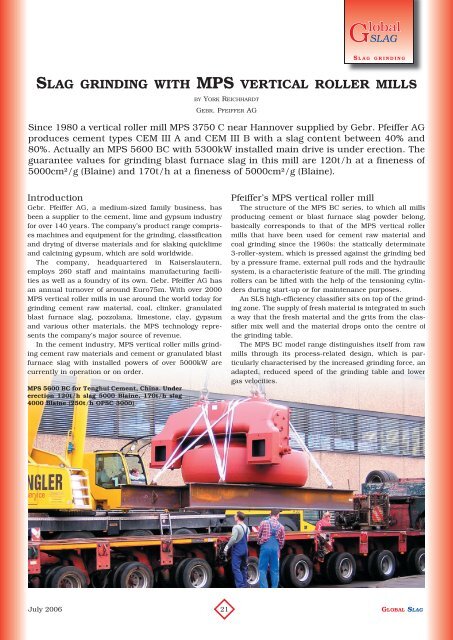 slag grinding with mps vertical roller mills - Gebr. Pfeiffer SE