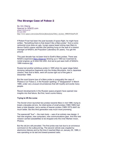 Russian Mars Probe Telemetry