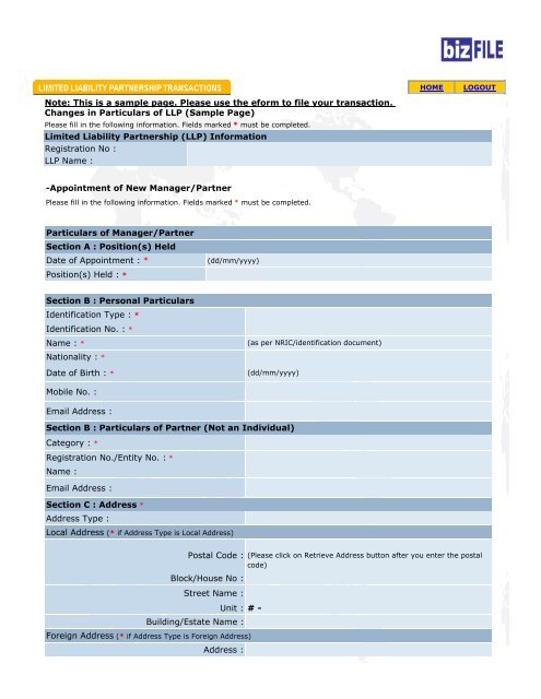 BIZFILE - Changes in Particulars of LLP - ACRA