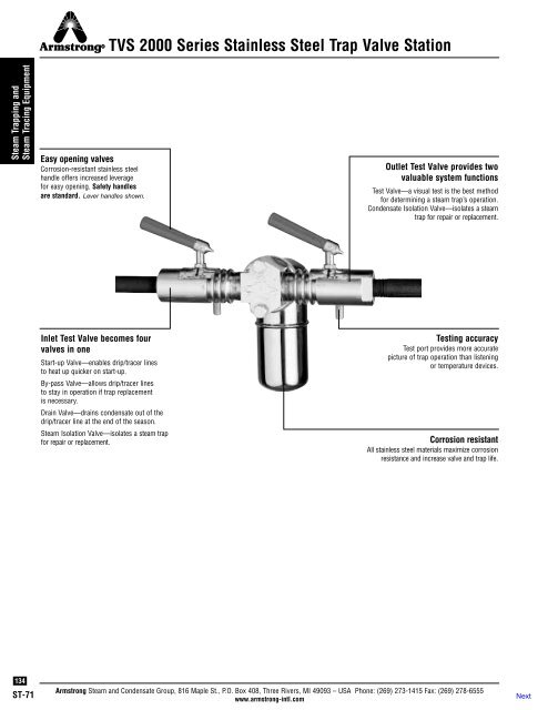 TVS 2000 Series Stainless Steel Trap Valve Station - Armstrong ...