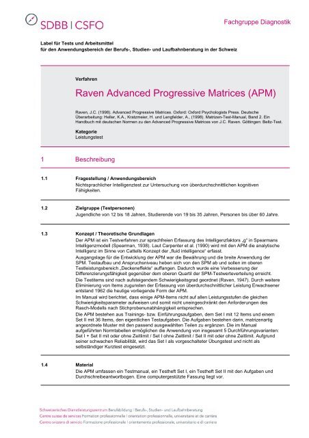 Raven Advanced Progressive Matrices (APM) - Fachgruppe ...