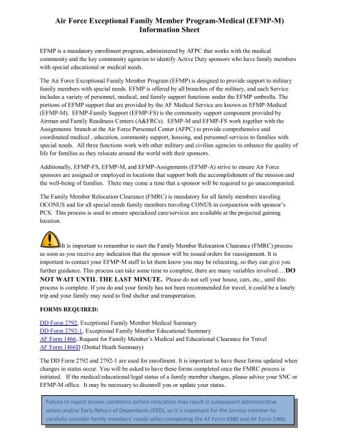 Air Force Exceptional Family Member Program-Medical (EFMP-M ...