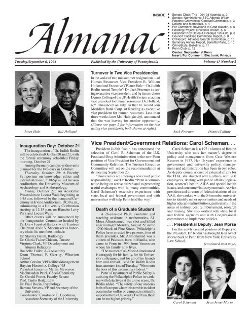 Almanac, 09/06/94, Vol. 41, No. 02 - Penn - University of Pennsylvania