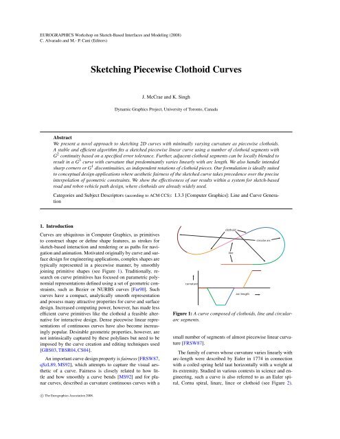 Sketching Piecewise Clothoid Curves - University of Toronto ...