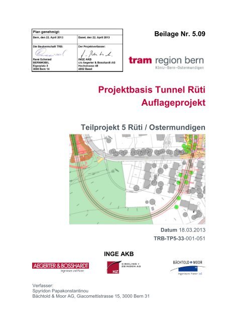 Projektbasis Tunnel Rüti Auflageprojekt - trb-projekt.ch
