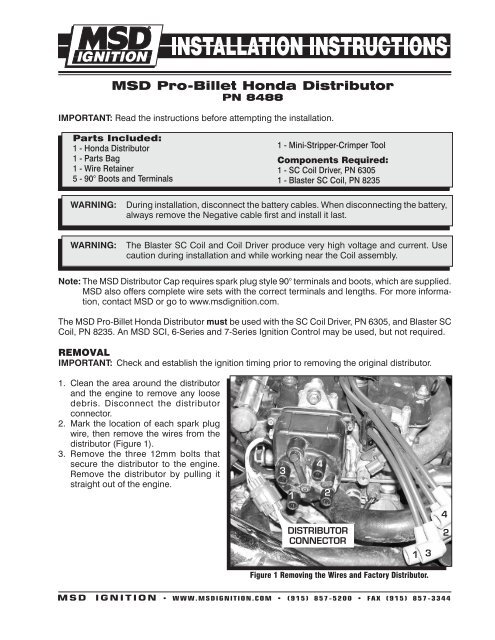 MSD 8488 Distributor Installation Instructions - Jegs