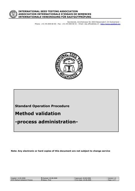 ISTA Method Validation Process SOP - International Seed Testing ...