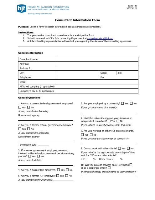 Consultant Information Form