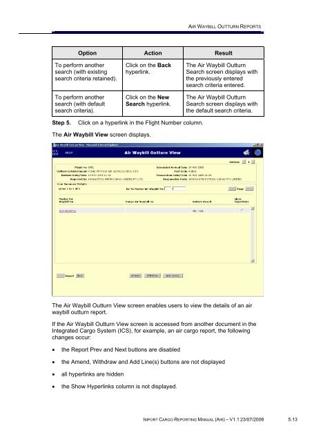 AIR WAYBILL OUTTURN REPOR