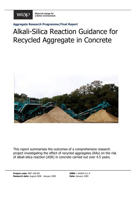 Alkali-Silica Reaction Guidance for Recycled Aggregate in Concrete