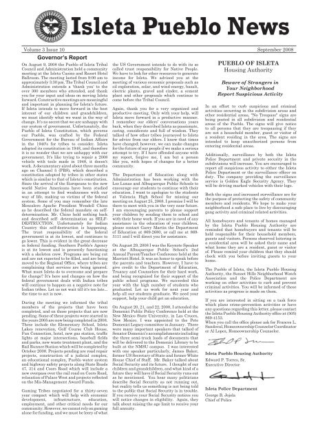 Isleta Pueblo News - Pueblo of Isleta